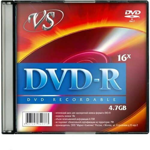 DVD-R Носители информации DVD-R, 16x, VS, Slim/5, VSDVDRSL501
