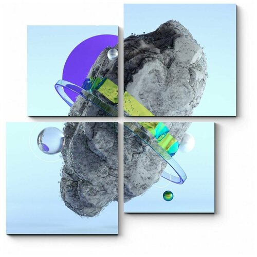 Модульная картина Камень со спутниками 70x70