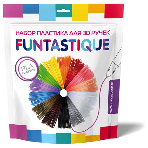 PLA пруток Funtastique 1.75 мм 7 цветов, 0.2 кг, 7 шт, разноцветный
