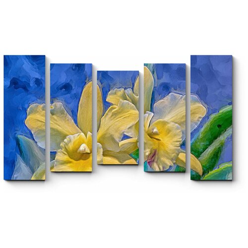 Модульная картина Нежные желтые орхидеи 140x84