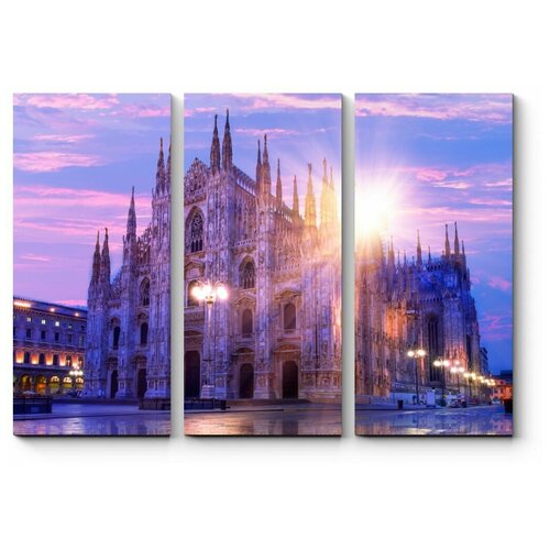 Модульная картина Миланский собор в лучах закатного солнца 100x72