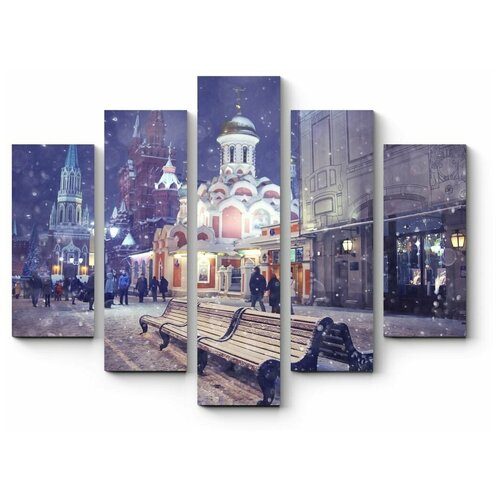 Модульная картина Зимний вечер в столице, Москва 85x68