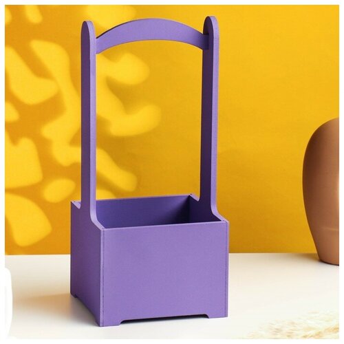 Дарим Красиво Кашпо - ящик деревянный 13,5х13,5х30 см, фиолетовый