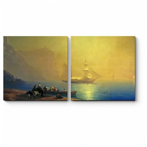 Модульная картина Утро на морском берегу. Судак. 1856 год.40x20