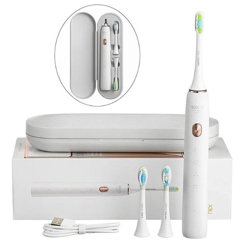 Электрическая зубная щетка Soocas X3U Глобальная версия, звуковая, три насадки, 4 режима очистки, белый