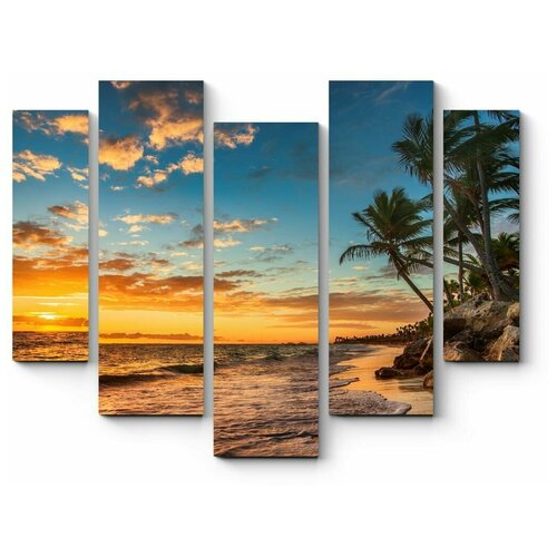Модульная картина Восход солнца на райском острове 121x98