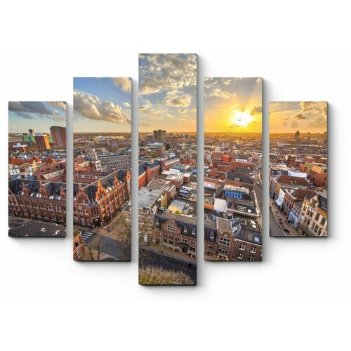Модульная картина Чарующий Амстердам на закате. 115x92