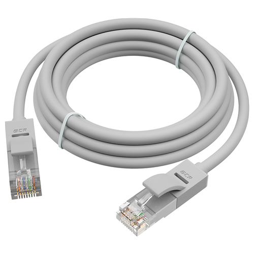 GCR Патч-корд прямой 2.5m UTP кат.5e, серый, 24 AWG, литой, ethernet high speed 1 Гбит/с, RJ45, T568B