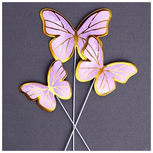 Набор для украшения торта «Бабочки» 11 шт, цвет розовый