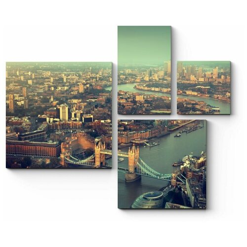 Модульная картина Величественная Темза с высоты птичьего полета, Лондон 82x68