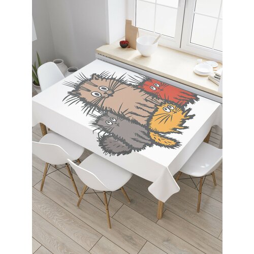 Прямоугольная тканевая скатерть на стол JoyArty с рисунком "Озорные коты" 145 на 180 см
