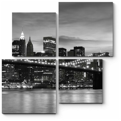 Модульная картина Бруклинский Мост ночью90x90