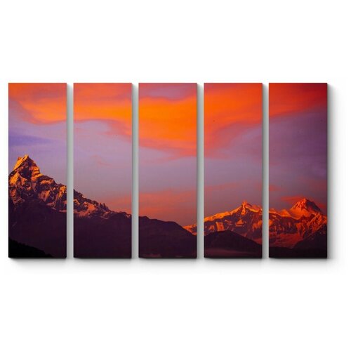 Модульная картина Оранжевый закат над гималайскими горами 140x84
