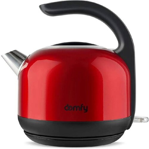 Чайник электрический DOMFY, 2200Вт, чайник из нержавеющей стали и пластика, красного/черного цвета