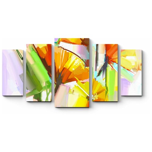 Модульная картина Цветочная импровизация в стиле импрессионизм 180x99