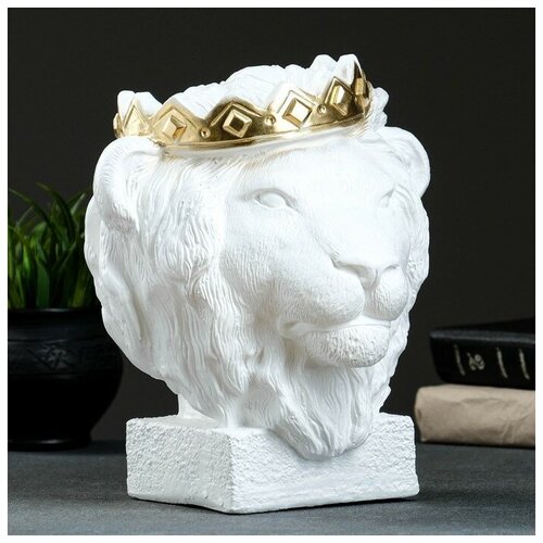 Хорошие сувениры Копилка "Лев в короне" белый с золотом, 26см