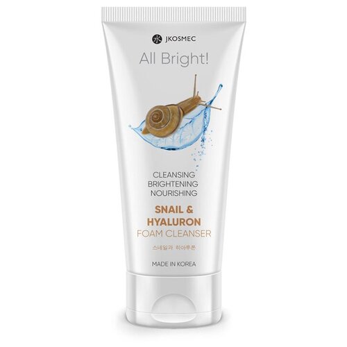 Jkosmec пенка для умывания с муцином улитки и гиалуроном  Snail & Hyaluron Foam Cleanser, 180 мл, 180 г