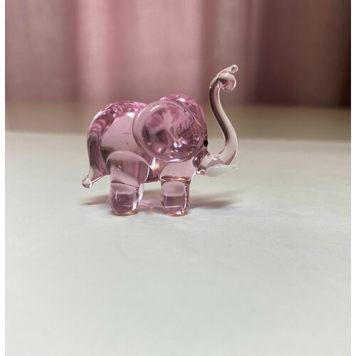 Фигурка из стекла, Слон розовый/Розовый слон 3 см
