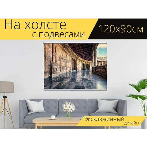 Картина на холсте "Коридор, архитектура, перспектива" с подвесами 120х90 см. для интерьера