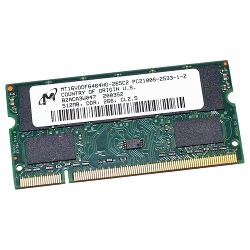 Оперативная память Micron 512 МБ DDR 266 МГц SODIMM MT16VDDF6464HG-265C2