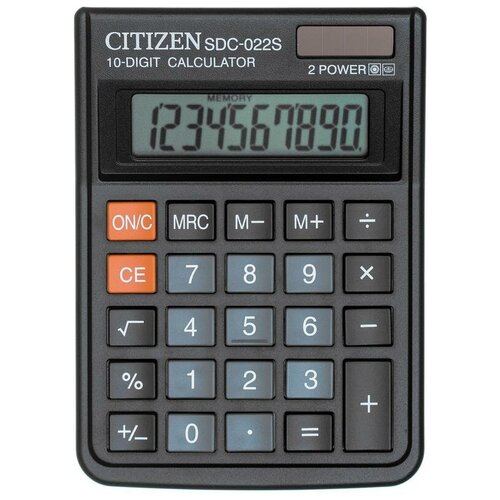 Калькулятор CITIZEN SDC-022S, черный, 5 шт.