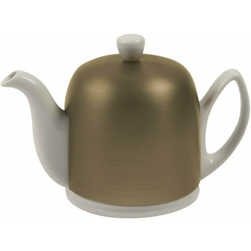Фарфоровый черный заварочный чайник на 6 чашки с бронзовой крышкой + ситечко Degrenne Salam White, 900 мл,