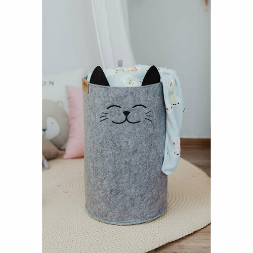 Корзина для хранения Funny «Котик», цвет серый (комплект из 2 шт)