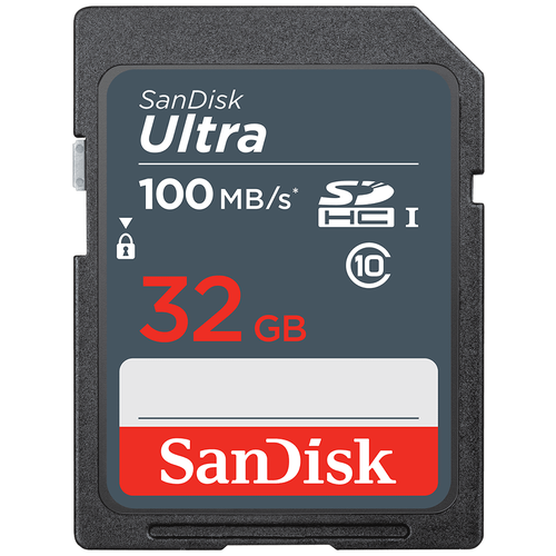 Карта памяти SanDisk SDXC 32 ГБ Class 10, UHS-I, R 100 МБ/с, 1 шт., белый