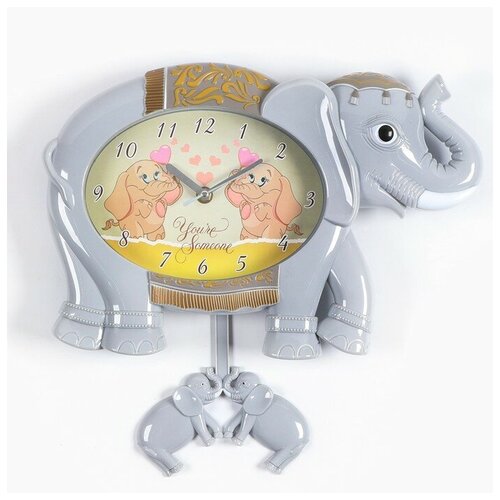 MARU Детские настенные часы "Слон", дискретный ход, маятник, 24.5 х 36 х 5.5 см