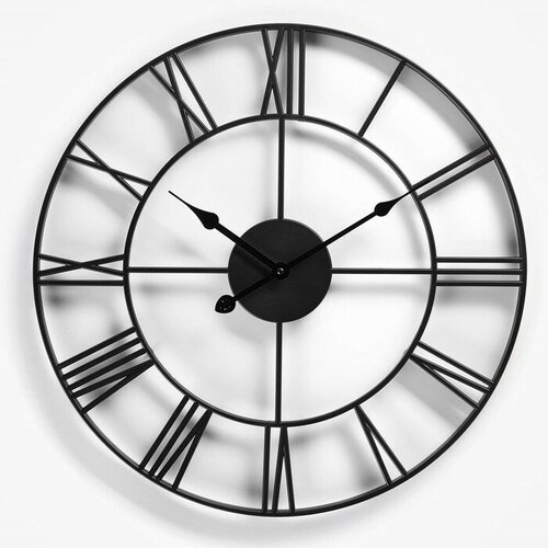 Тройка Часы настенные, серия: Лофт, плавный ход, d-45 см, черные