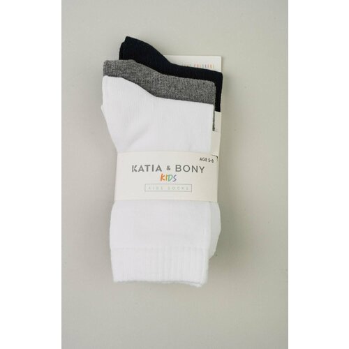 Носки Katia & Bony 3 пары, размер 10-12 лет, черный, серый