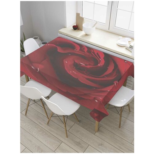 Скатерть прямоугольная JoyArty на кухонный стол "Алые розы" из оксфорда, 180x145 см