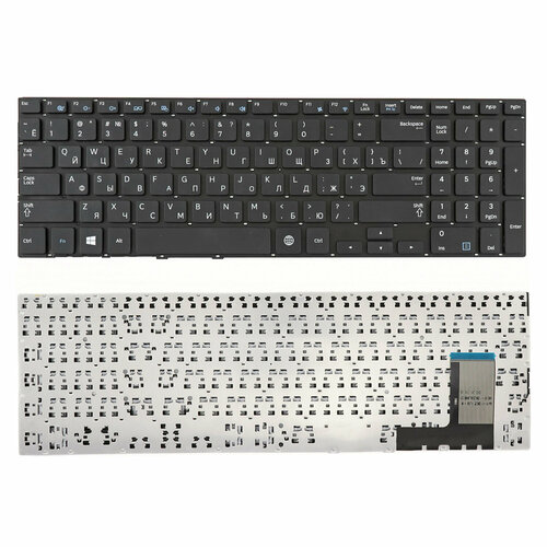 Клавиатура для ноутбука NP370R5E, NP450R5V черная без рамки, плоский Enter