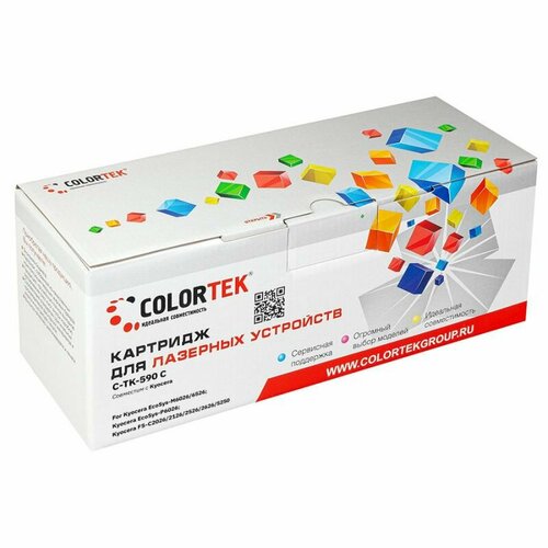 Картридж лазерный Colortek TK-590C голубой для принтеров Kyocera