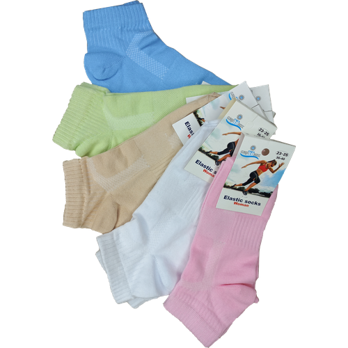 Носки САРТЭКС, 5 пар, 5 уп., размер 36-40, белый, мультиколор, бежевый, зеленый, розовый, голубой