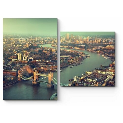 Модульная картина Величественная Темза с высоты птичьего полета, Лондон 70x53
