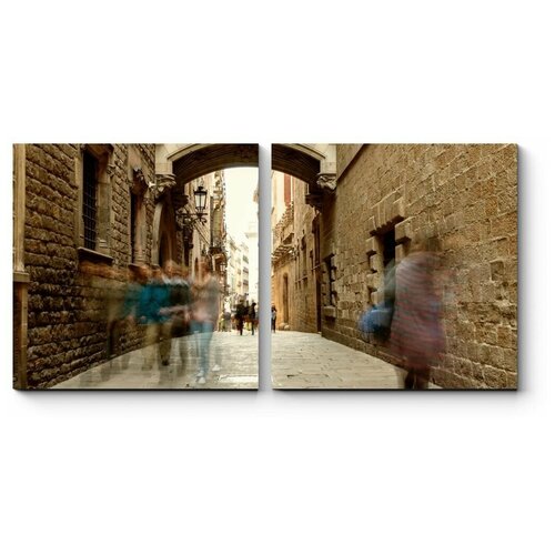 Модульная картина Узкая мощеная улочка Барселоны50x25