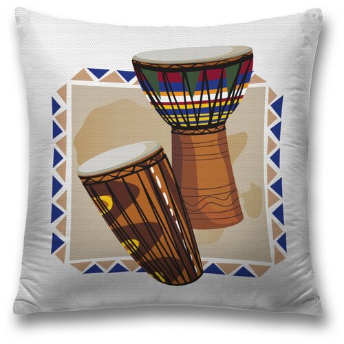 Наволочка декоративная JoyArty "Африканские барабаны" чехол на молнии, 45х45 см