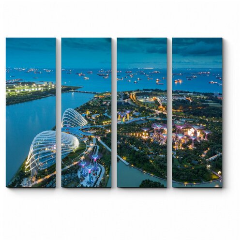 Модульная картина Неповторимый Сингапур ясной ночью 70x53