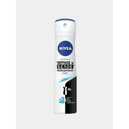 Nivea Антиперспирант Черное и белое Pure невидимый спрей, 150 мл, 2 шт.