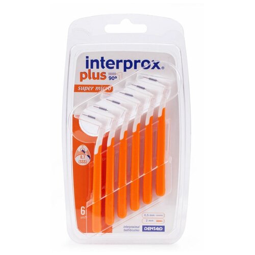 Зубной ершик InterProx Plus super micro 0.7, оранжевый, 6 шт., диаметр щетинок 2 мм