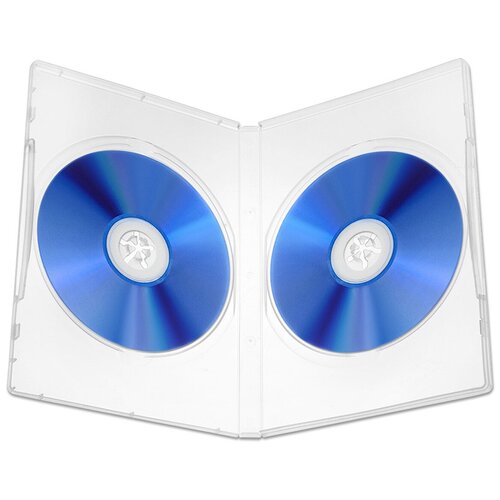 Коробка DVD Box для 2 дисков (2 гнезда) 14мм полупрозрачная, упаковка 10 шт.