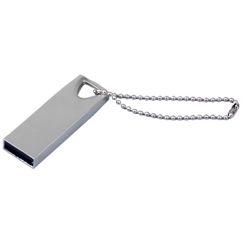 Компактная металлическая флешка с отверстием для цепочки (16 GB USB 2.0 Серебро Mini032 Эксклюзив)