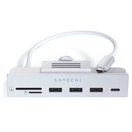 USB-C-концентратор Satechi Aluminum USB-C Clamp Hub для 24" iMac - Silver. Цвет серый космос