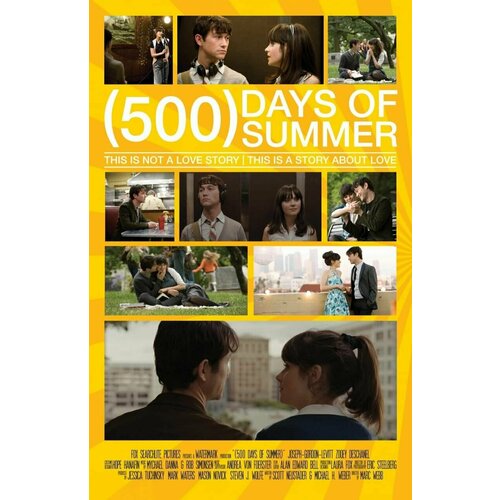 Плакат, постер на бумаге 500 дней лета ((500) Days of Summer, 2009г). Размер 21 на 30 см