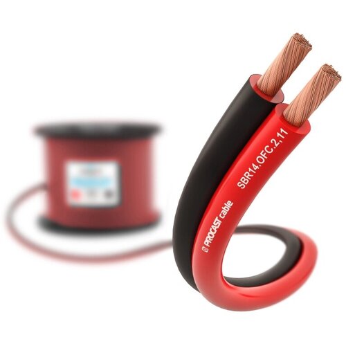 Инсталляционный красно-черный акустический кабель 2х2,11mm² PROCAST Cable SBR 14. OFC 100м