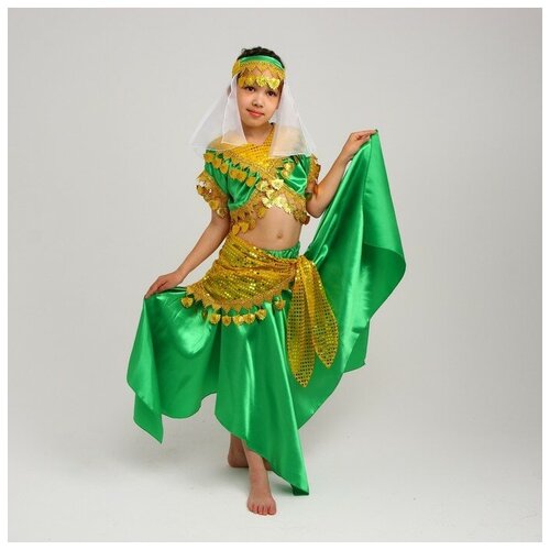 Страна Карнавалия Карнавальный костюм «Восточная красавица. Азиза», цвет зелёно-жёлтый, р. 32, рост 122-128 см