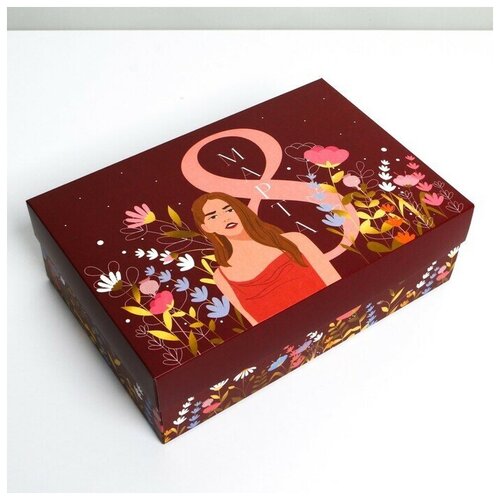 Коробка складная «8 марта, girl», 30 × 20 × 9 см