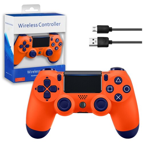 Джойстик PS4 DualShock беспроводной AA оранжевый (no logo)