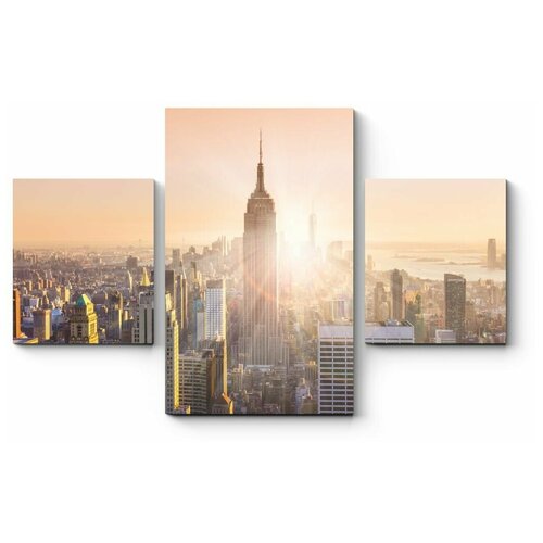 Модульная картина Небоскребы Манхэттена в последних лучах солнца, Нью-Йорк 120x78